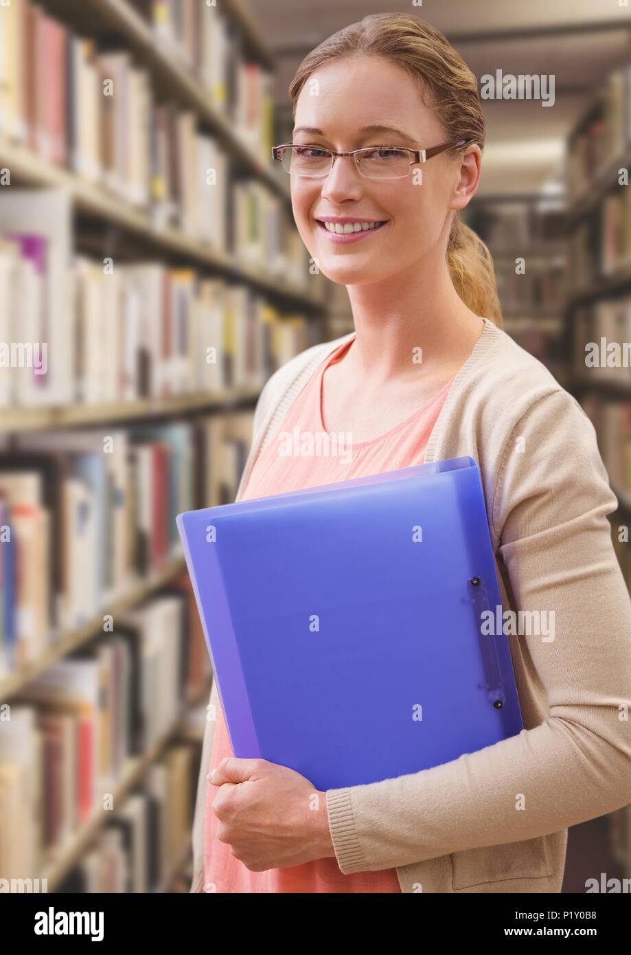 Student woman in education library Stock Photo - Alamy
