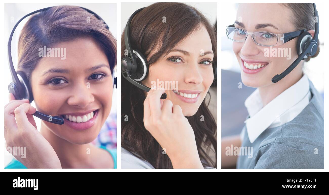 Collage of Customer Service help team in call center Stock Photo - Alamy
