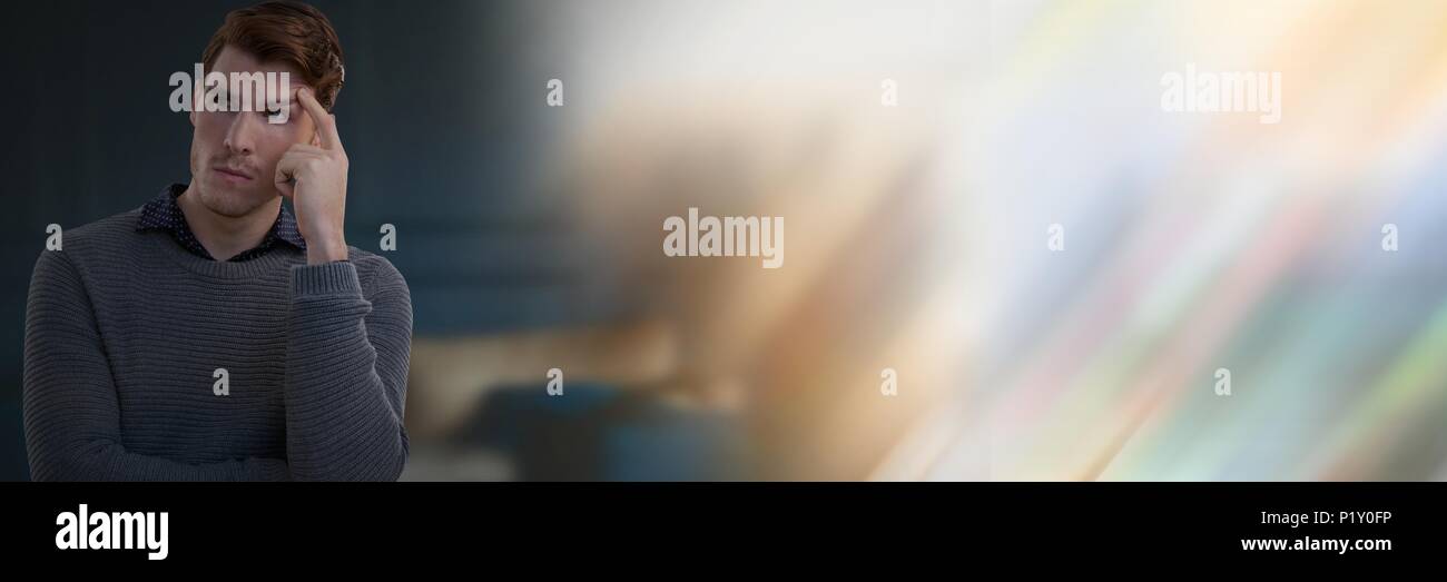 Businessman thinking with dark blue background with colorful transition ...