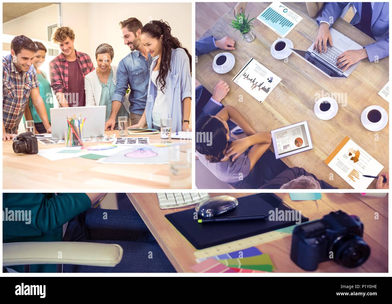 Teamwork meeting collage Stock Photo - Alamy