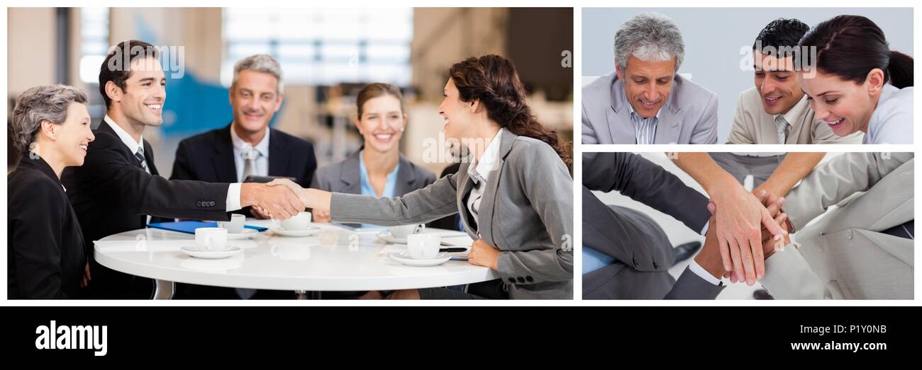 Teamwork business meeting collage Stock Photo - Alamy