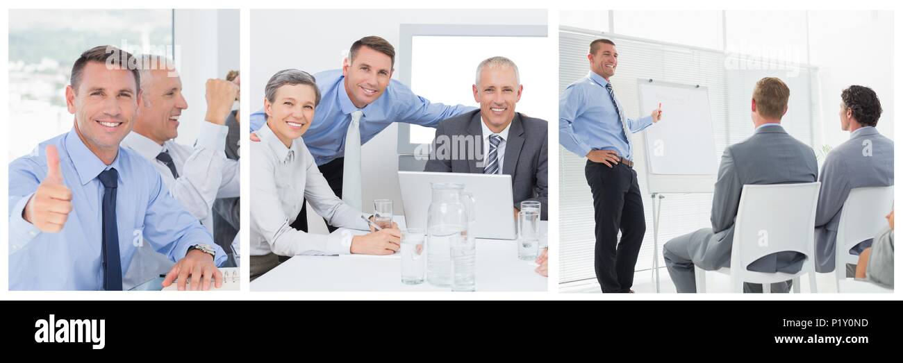 Teamwork business meeting collage Stock Photo - Alamy