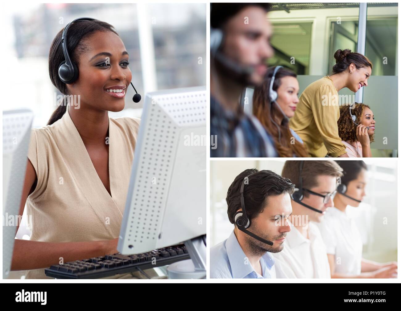 Collage of Customer Service help team in call center Stock Photo - Alamy