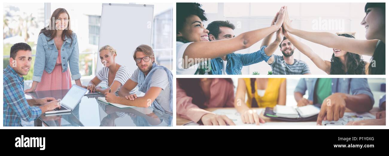 Teamwork meeting collage Stock Photo - Alamy