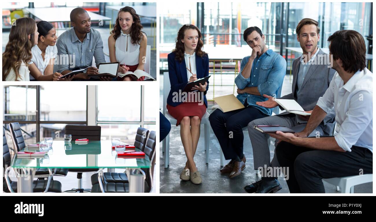Teamwork meeting collage Stock Photo - Alamy