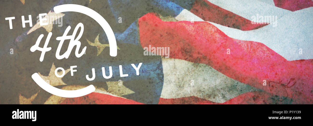 Composite image of colorful happy 4th of july text against white ...