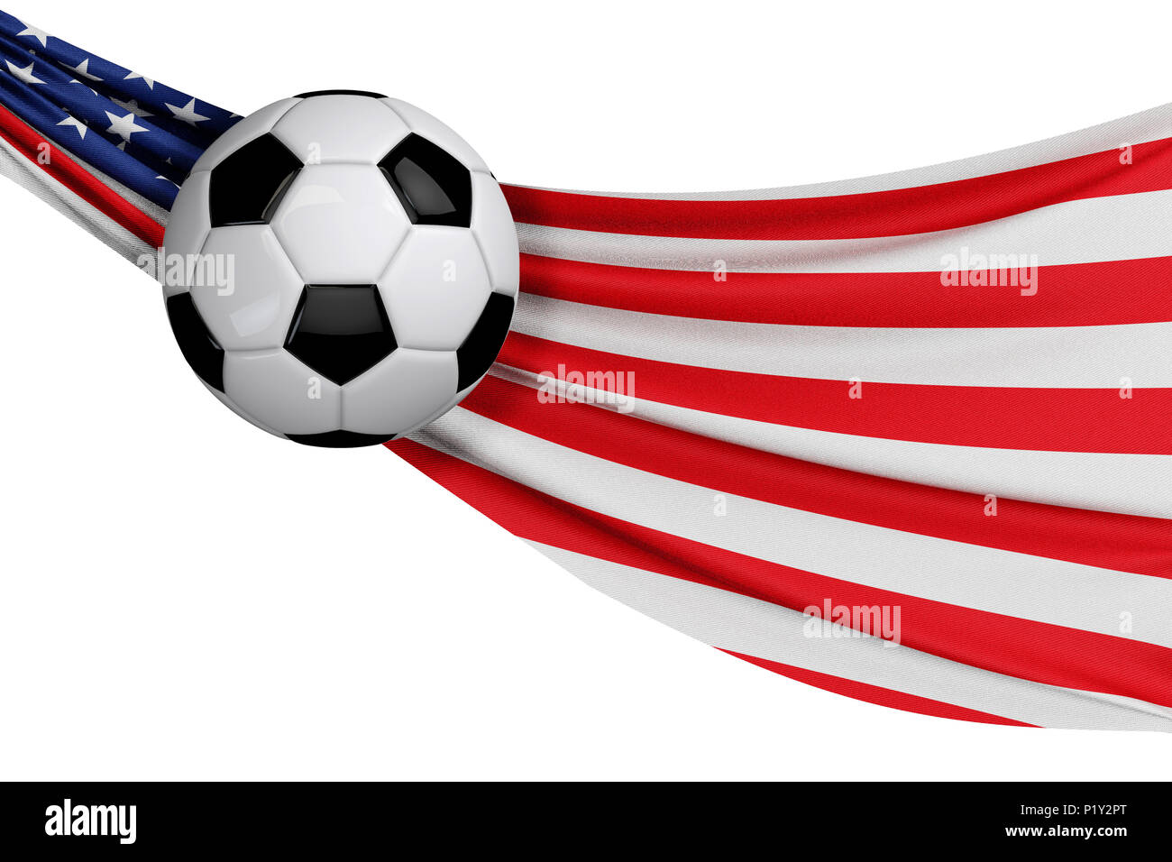 The national flag of United States with a soccer ball. Football ...