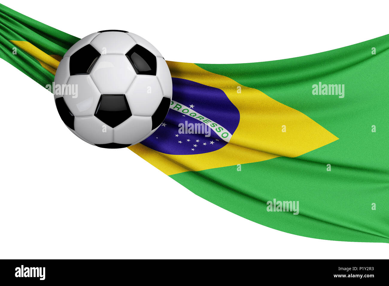 The national flag of Brazil with a soccer ball. Football supporter ...