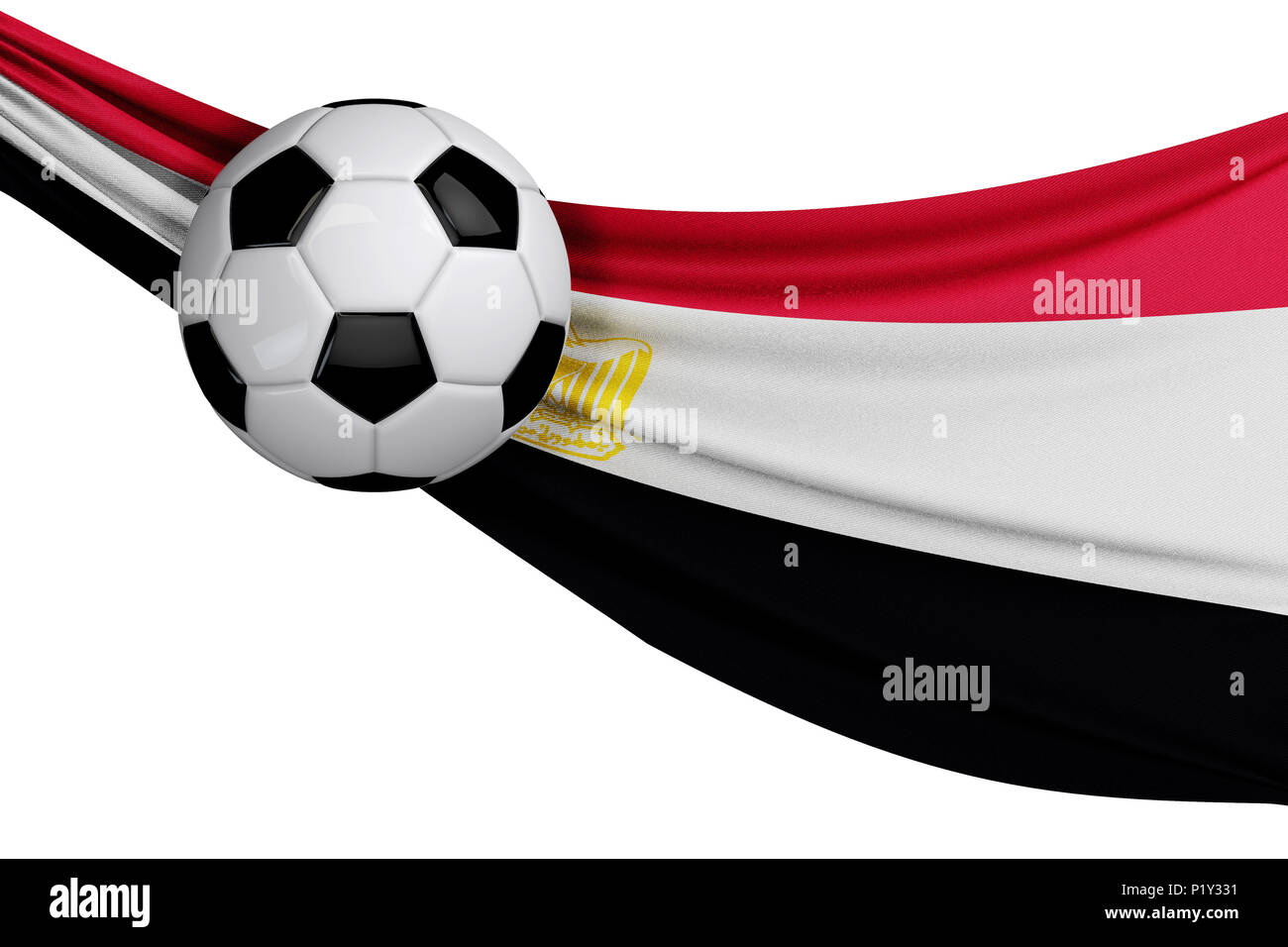 The national flag of Egypt with a soccer ball. Football supporter ...
