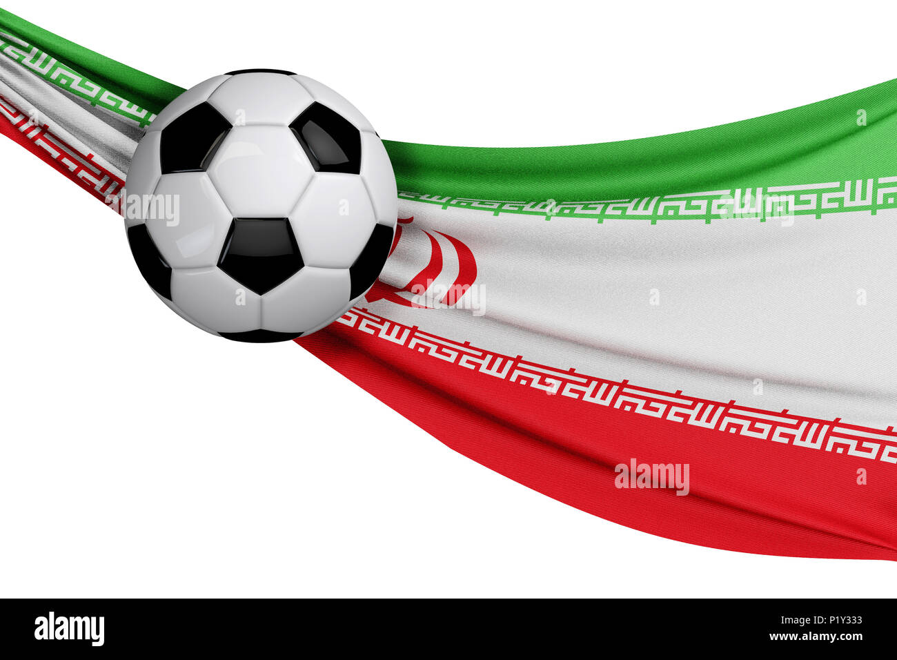 The national flag of Iran with a soccer ball. Football supporter ...