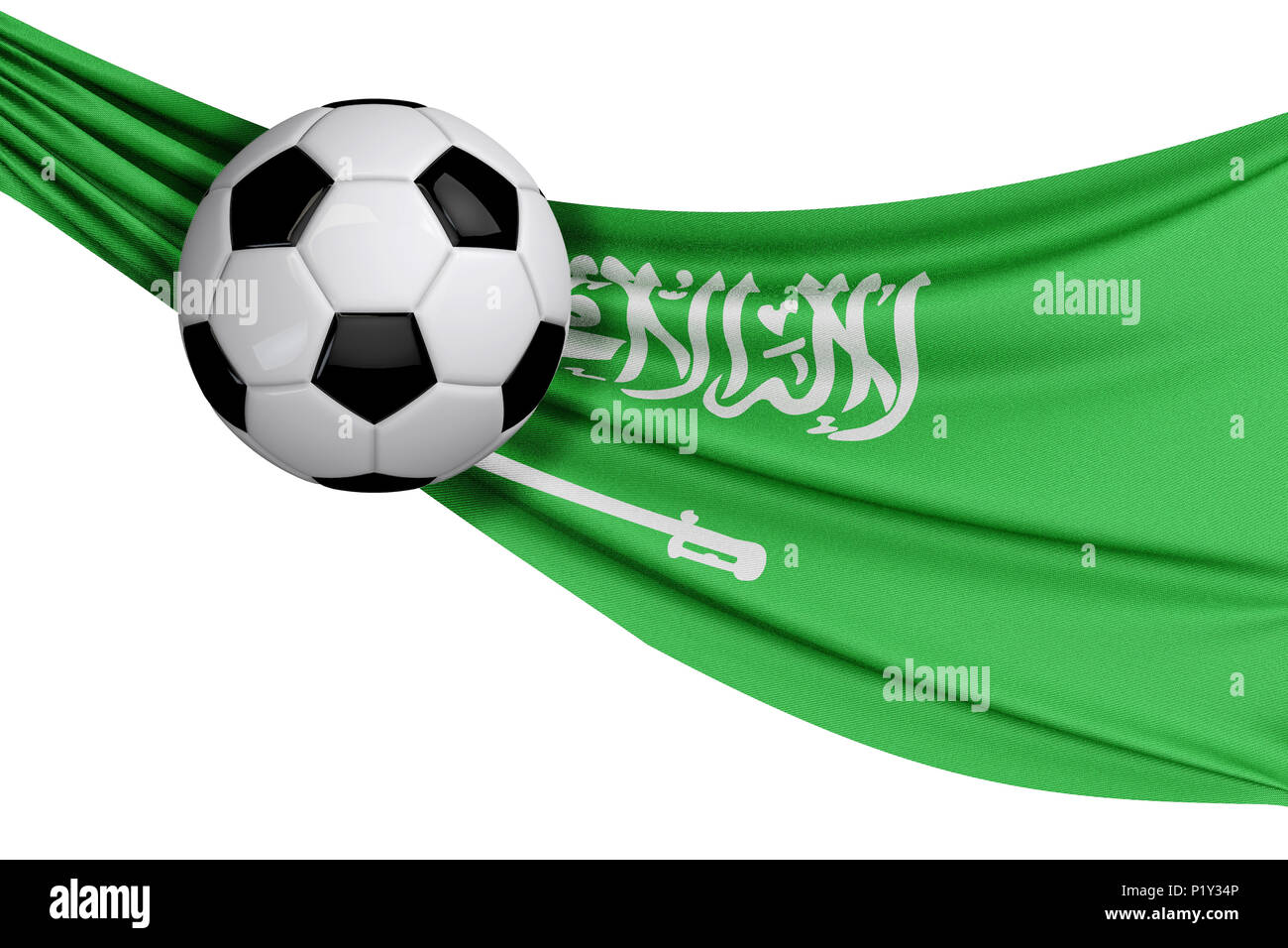 The national flag of Saudi Arabia with a soccer ball. Football ...