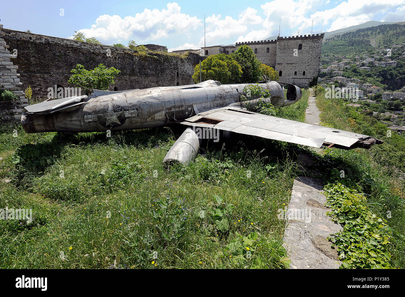 Gjirokastra, Albania, the Lockheed at Gjirokastra Castle Stock Photo ...
