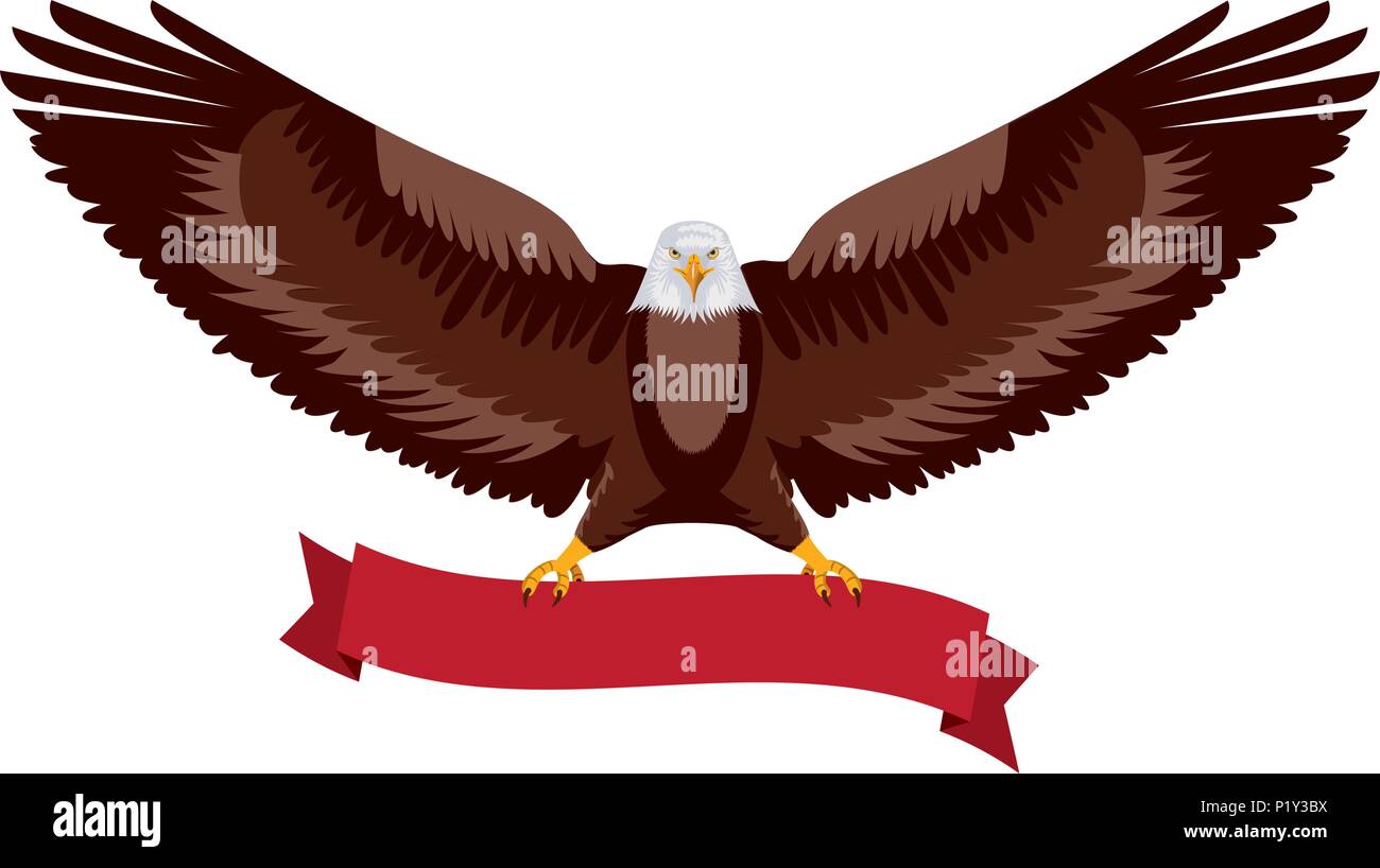 american eagle spread wings with ribbon in the talons vector ...