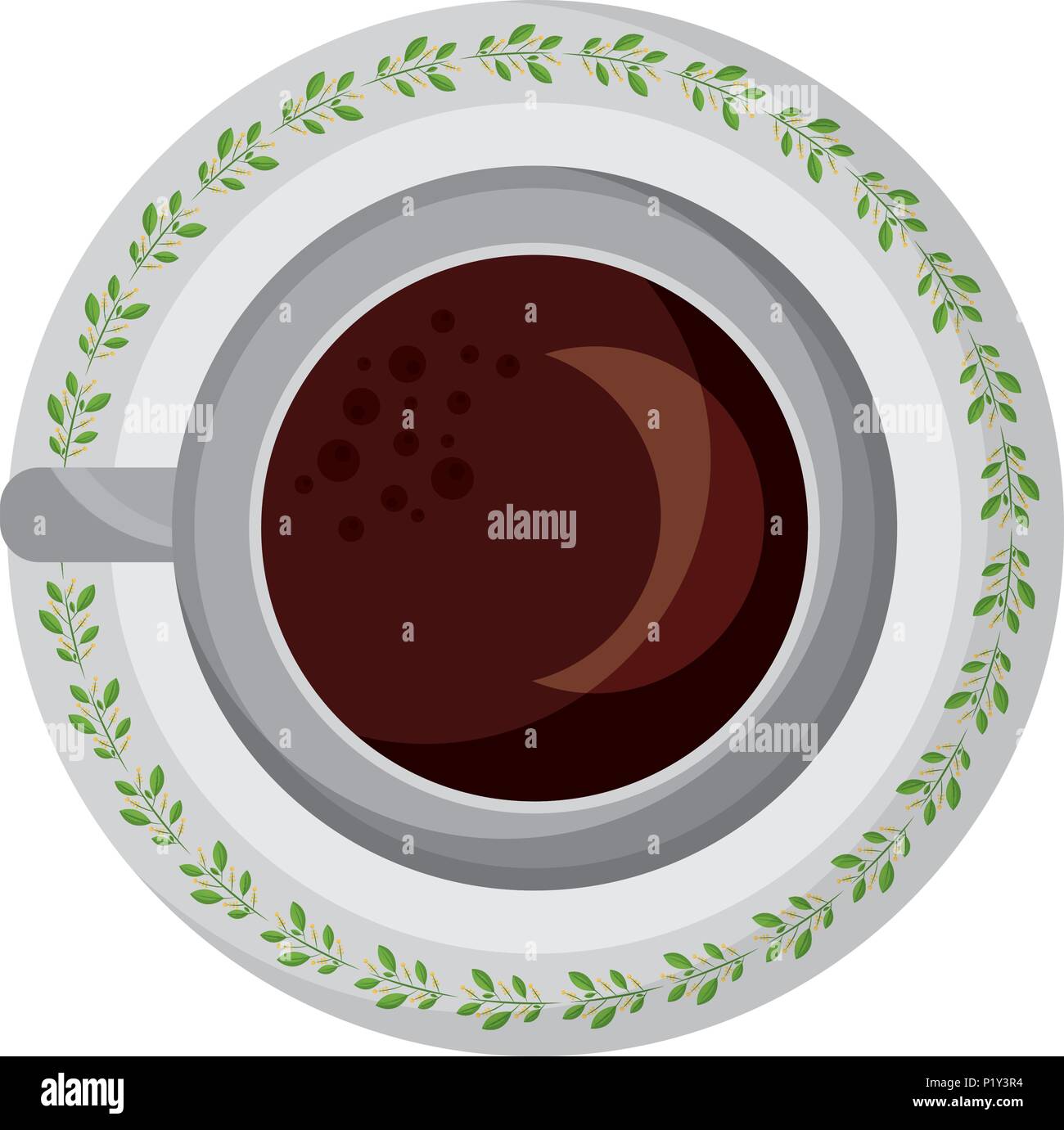 top view coffee cup on dish vector illustration Stock Vector Image ...
