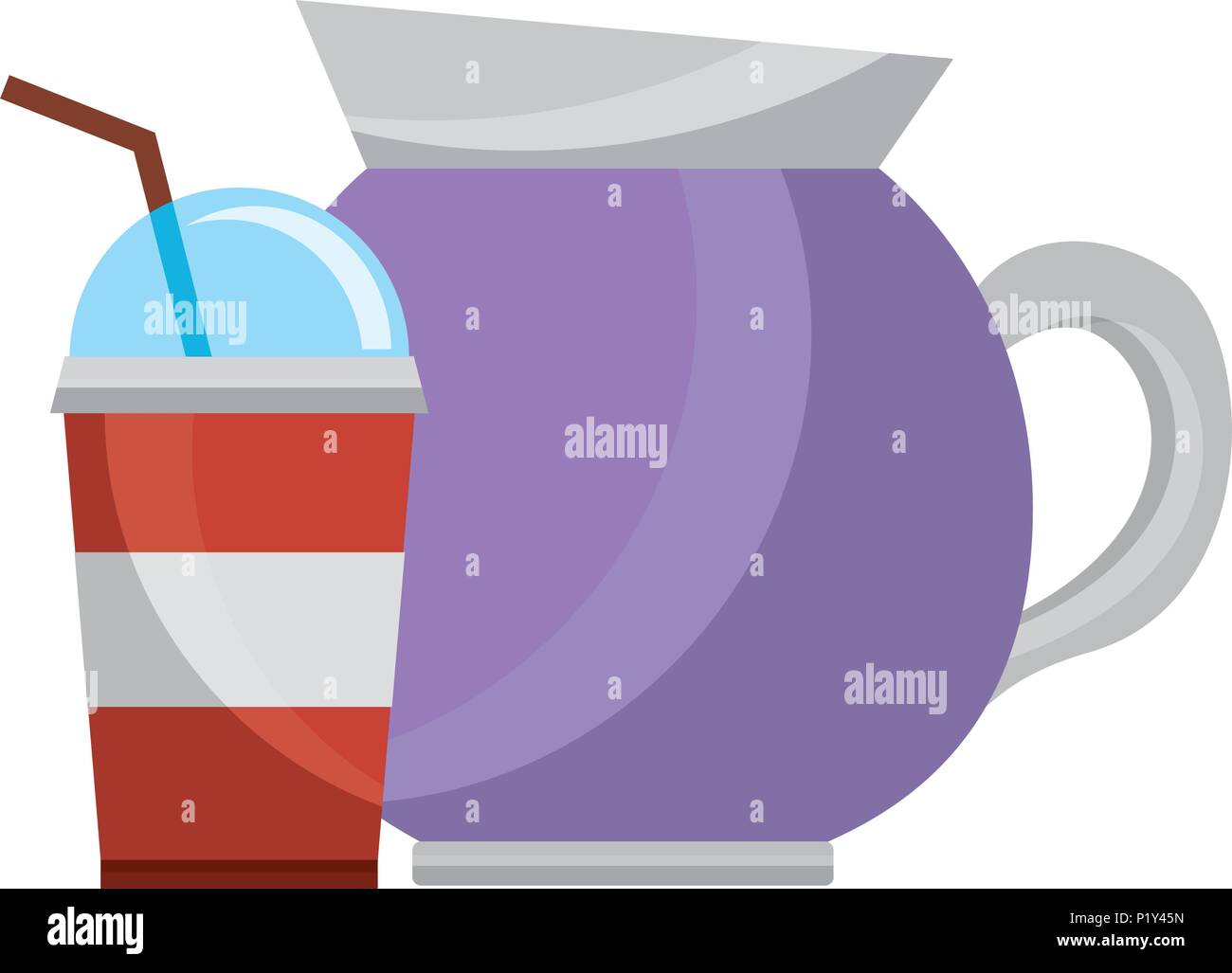 coffee maker and disposable paper cup straw vector illustration Stock ...