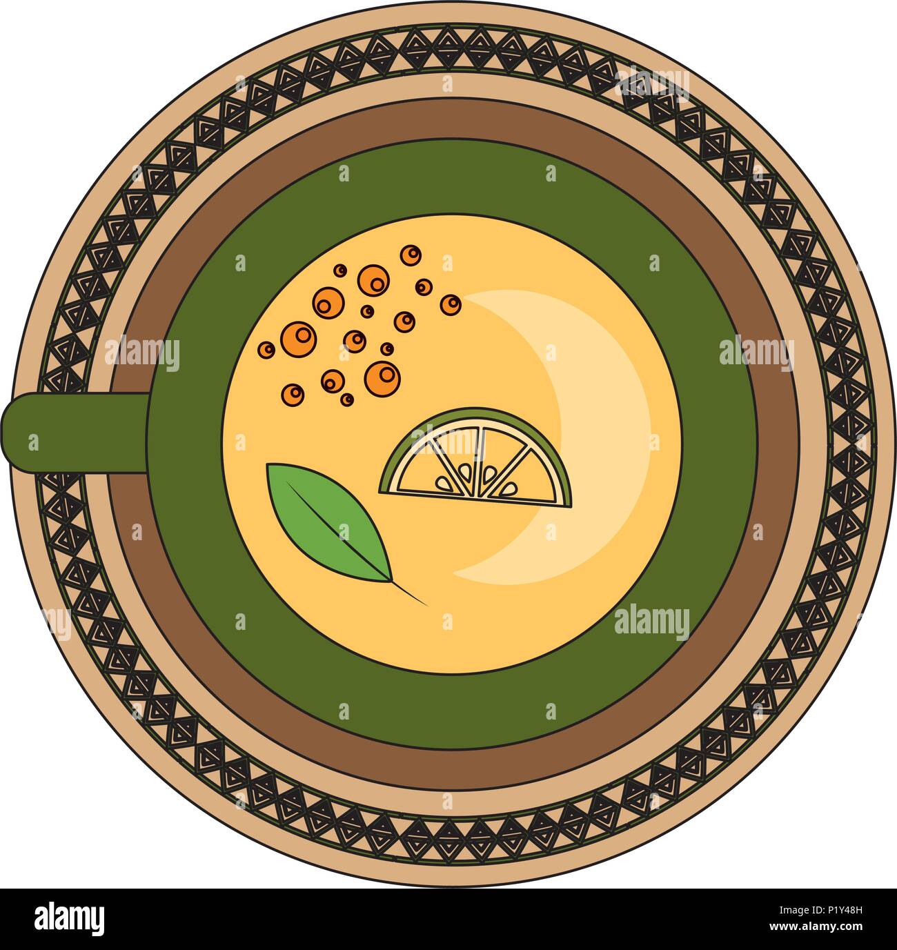 top view tea cup slice lemon beverage vector illustration Stock Vector ...