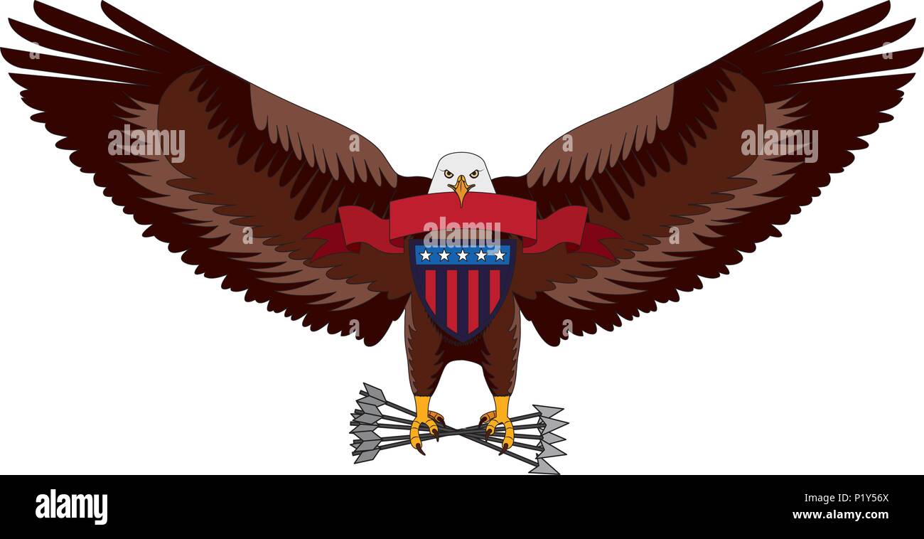american bald eagle emblem with ribbon vector illustration design Stock ...