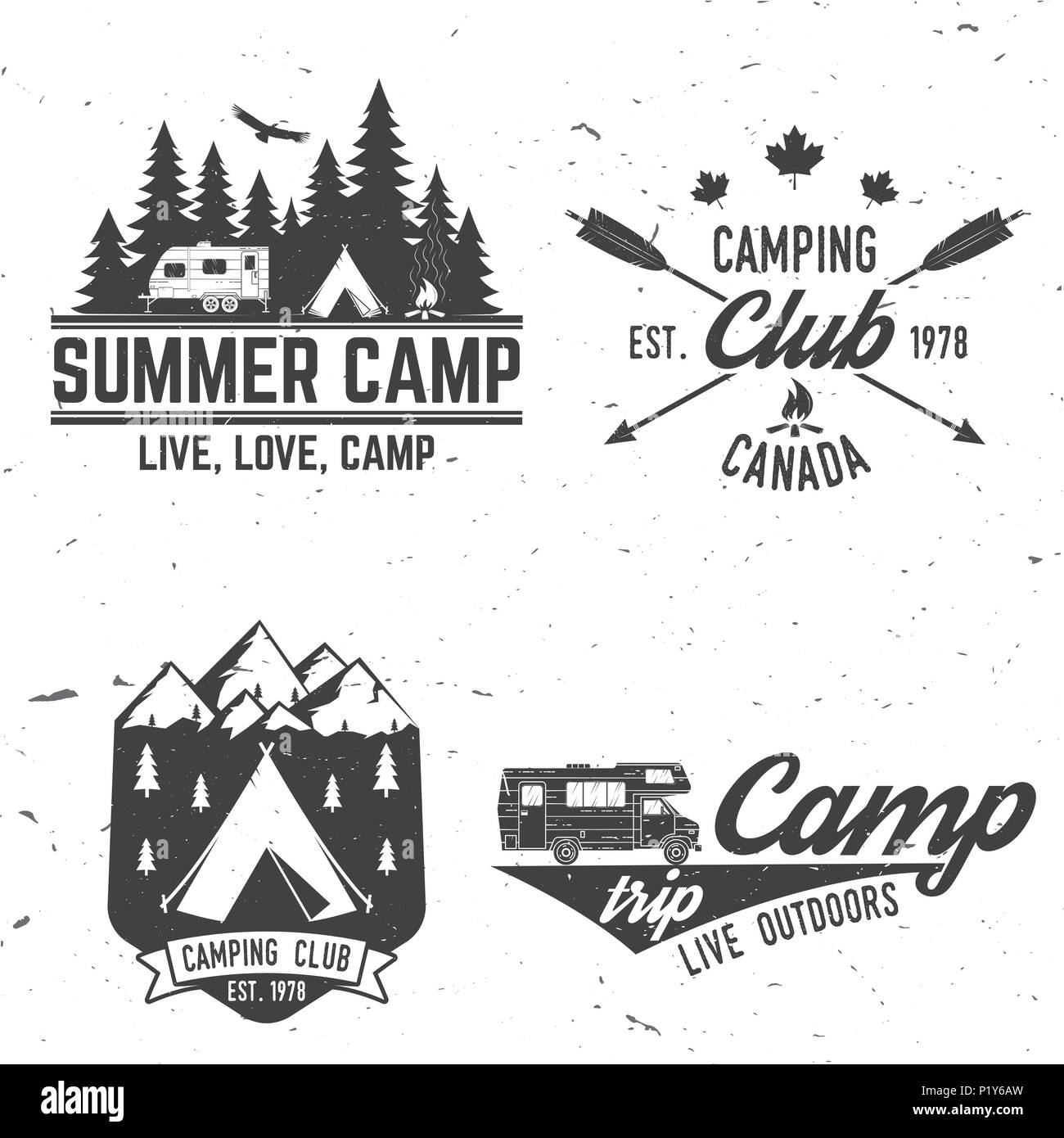 Camper and caravaning club. Vector illustration. Concept for shirt or ...