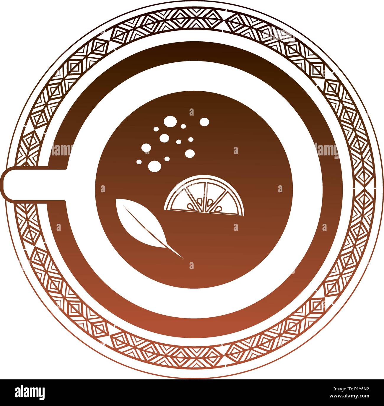 aerial view delicious lemon tea cup with dish isolated icon vector ...