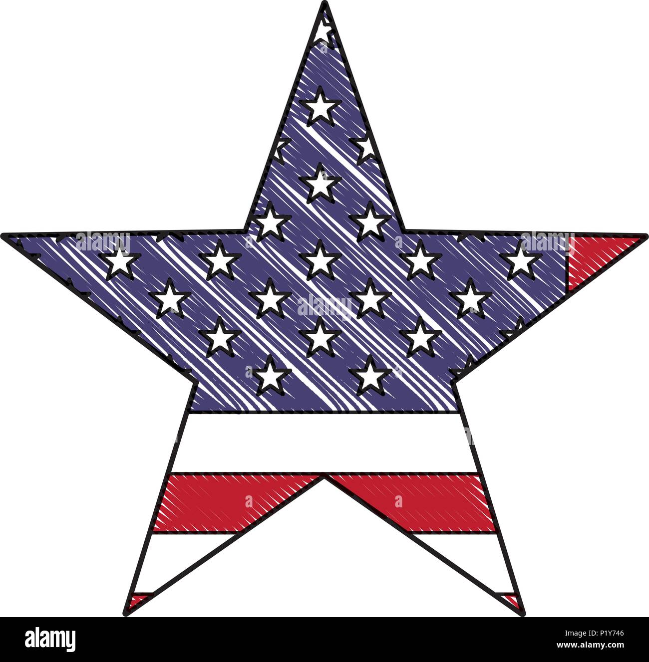 usa flag shaped star national sign vector illustration drawing Stock ...