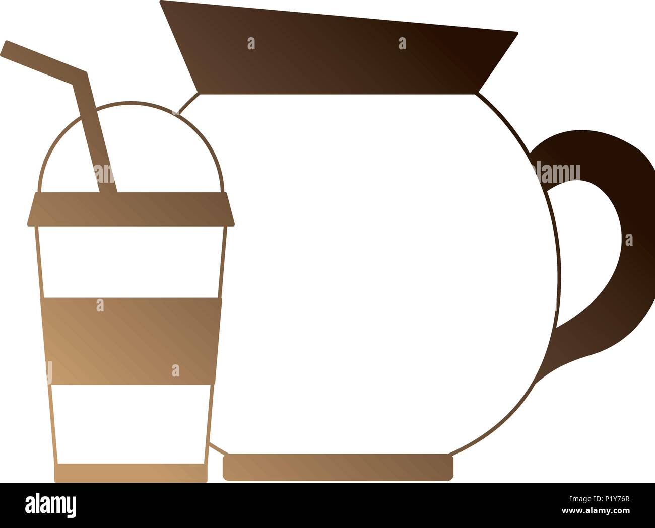 coffee maker and disposable paper cup straw vector illustration ...