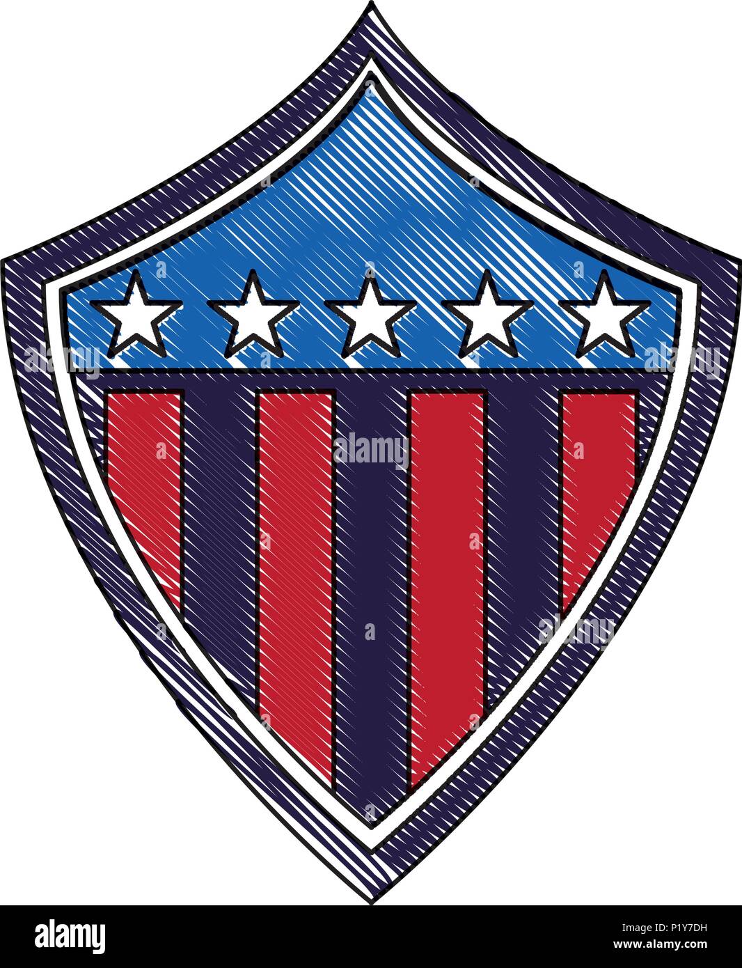 shield with united states of america flag vector illustration drawing ...
