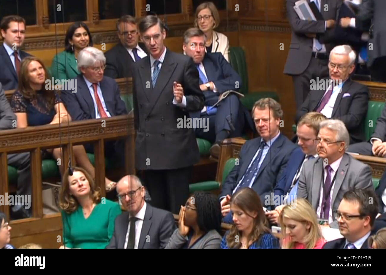 Conservative MP Jacob Rees-Mogg speaks during Prime Minister's ...