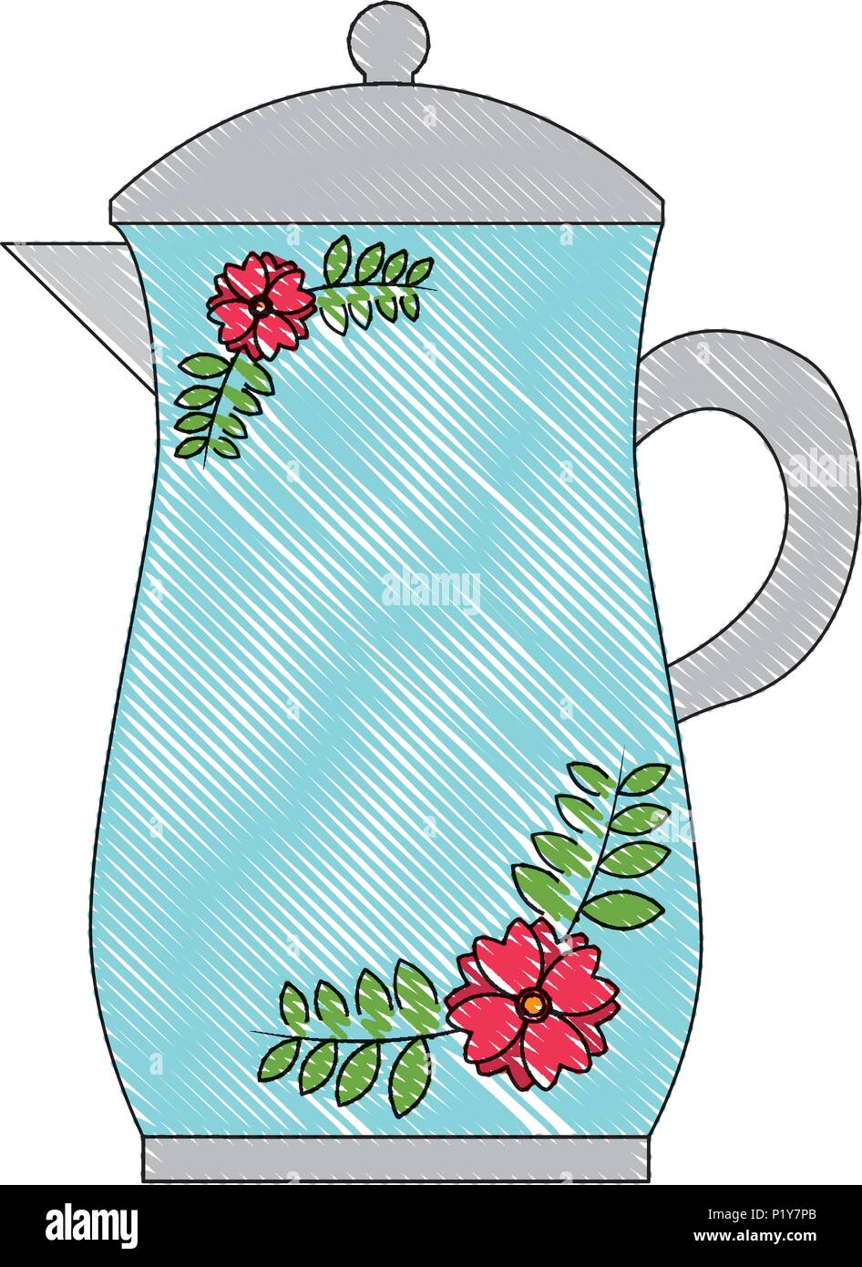 teapot ceramic kitchen image design vector illustration drawing Stock ...