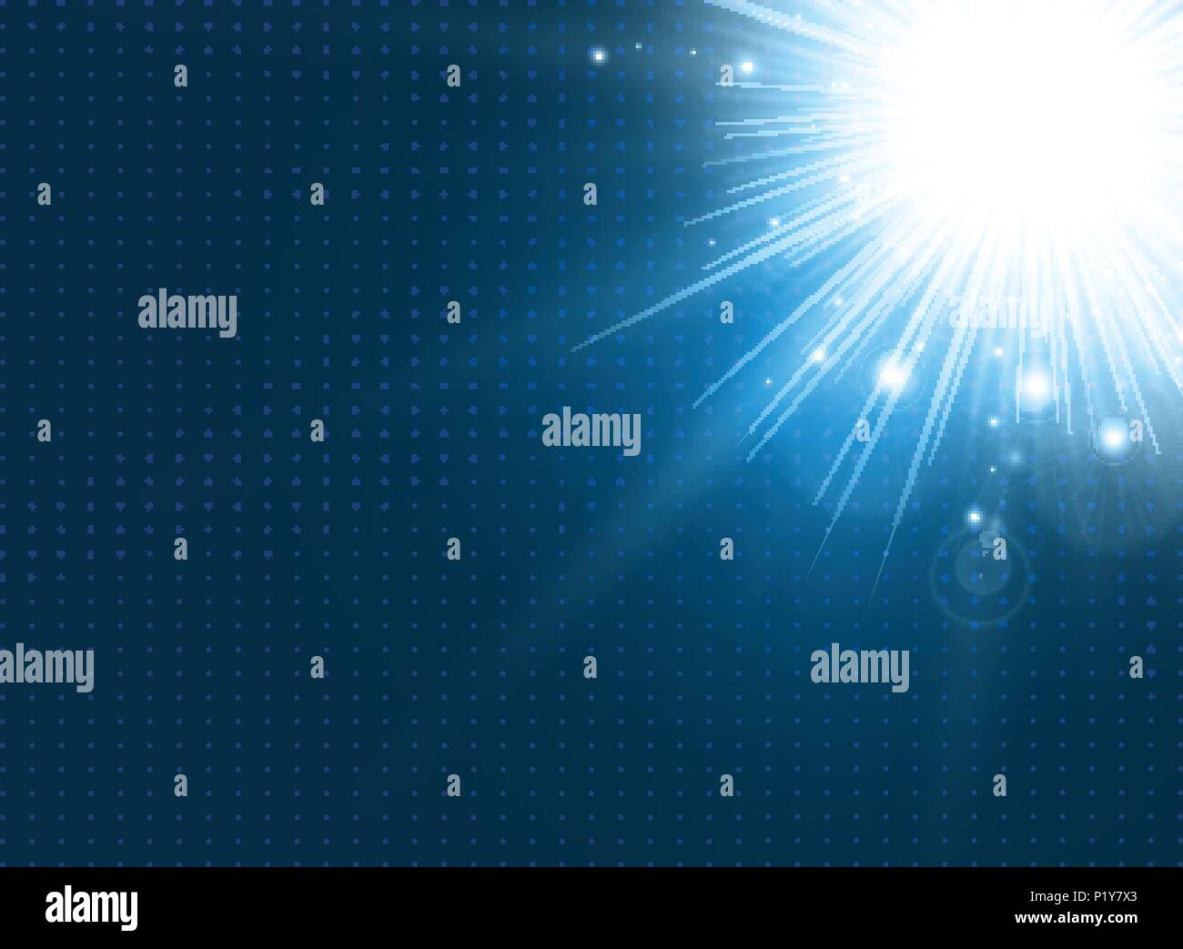 Abstract technology with lighting burst on blue background. Vector ...