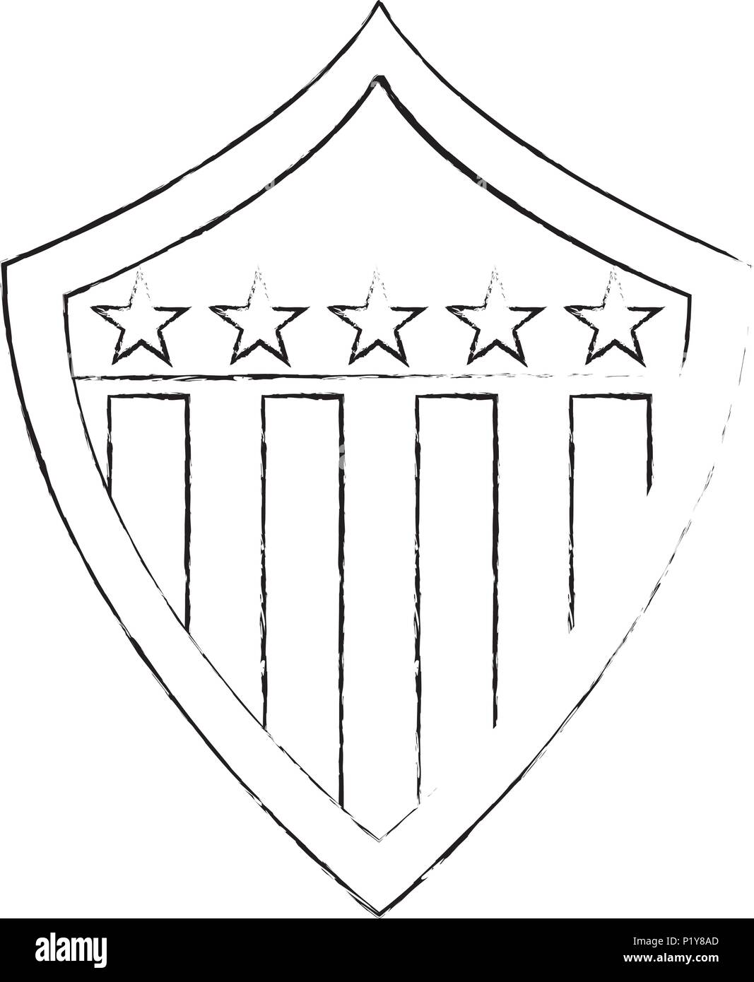shield with united states of america flag vector illustration sketch ...