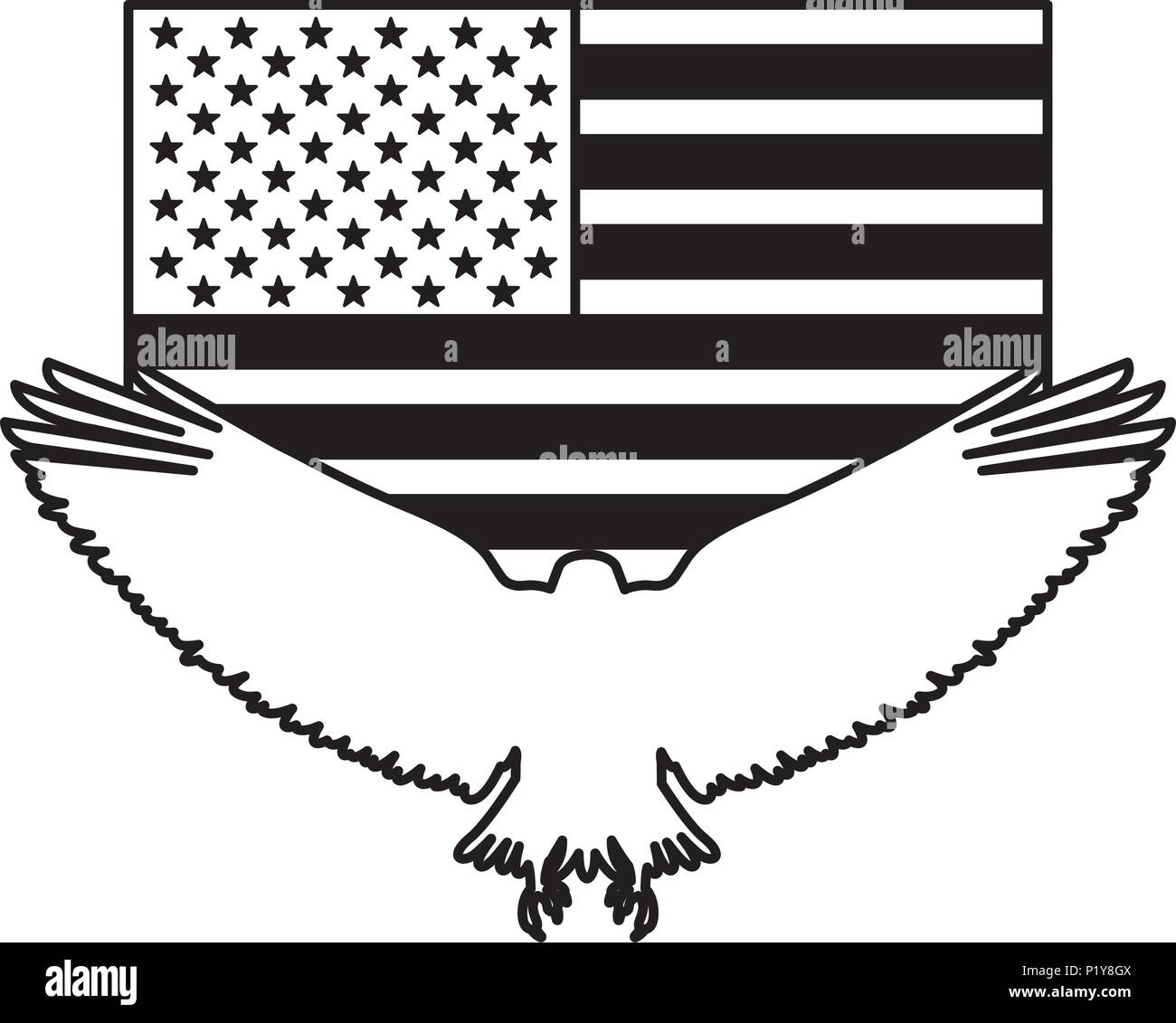 american bald eagle emblem with USA flag vector illustration design ...