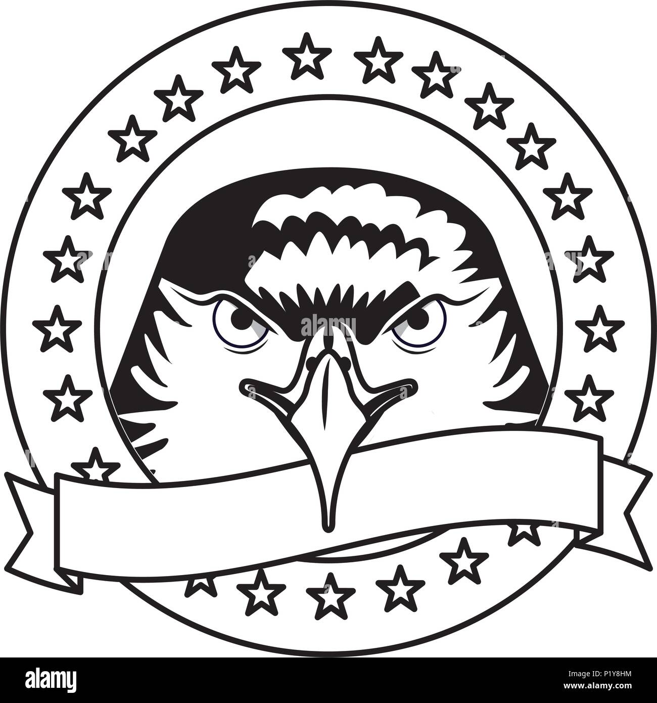 american bald eagle circular emblem vector illustration design Stock ...
