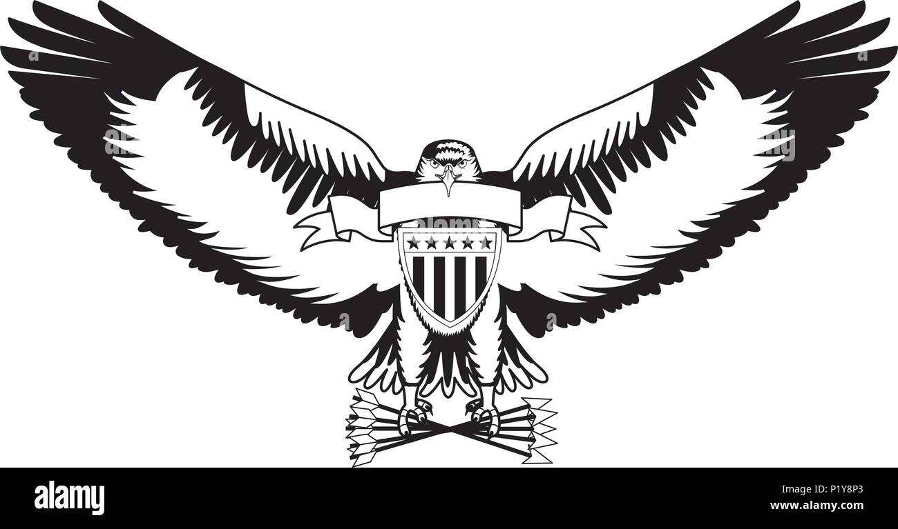 american bald eagle emblem with ribbon vector illustration design Stock ...