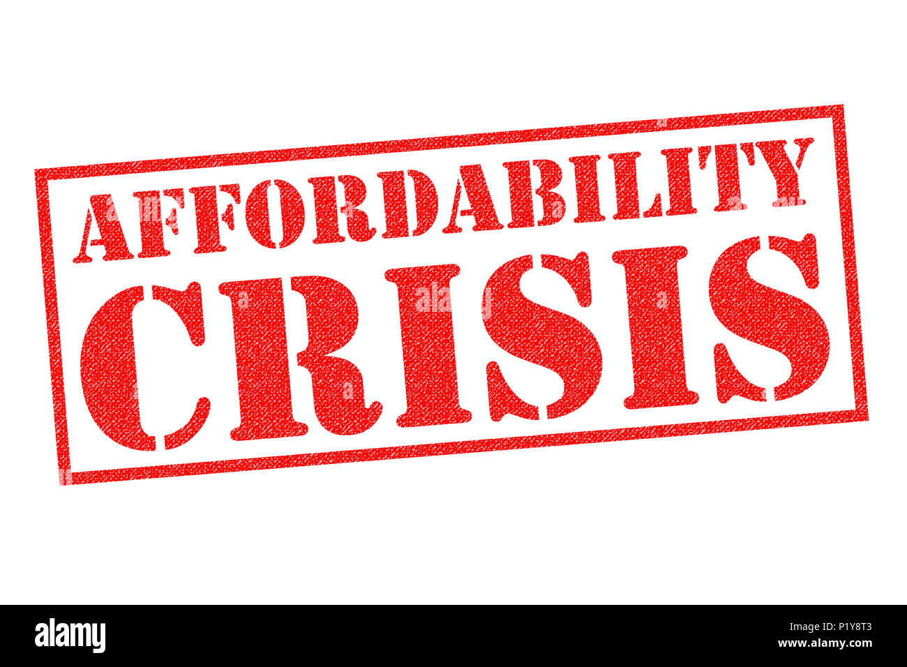 AFFORDABILITY CRISIS red rubber stamp over a white background Stock ...