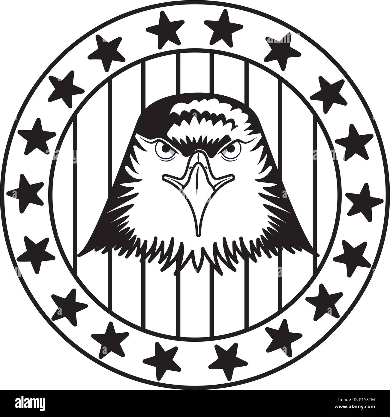 american bald eagle circular emblem vector illustration design Stock ...
