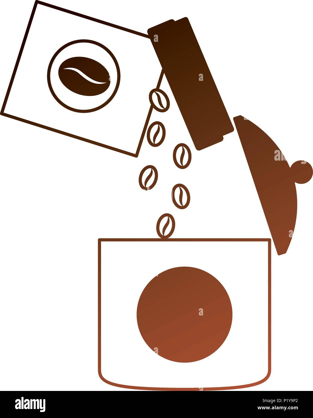 pouring coffee seeds in container product vector illustration Stock ...
