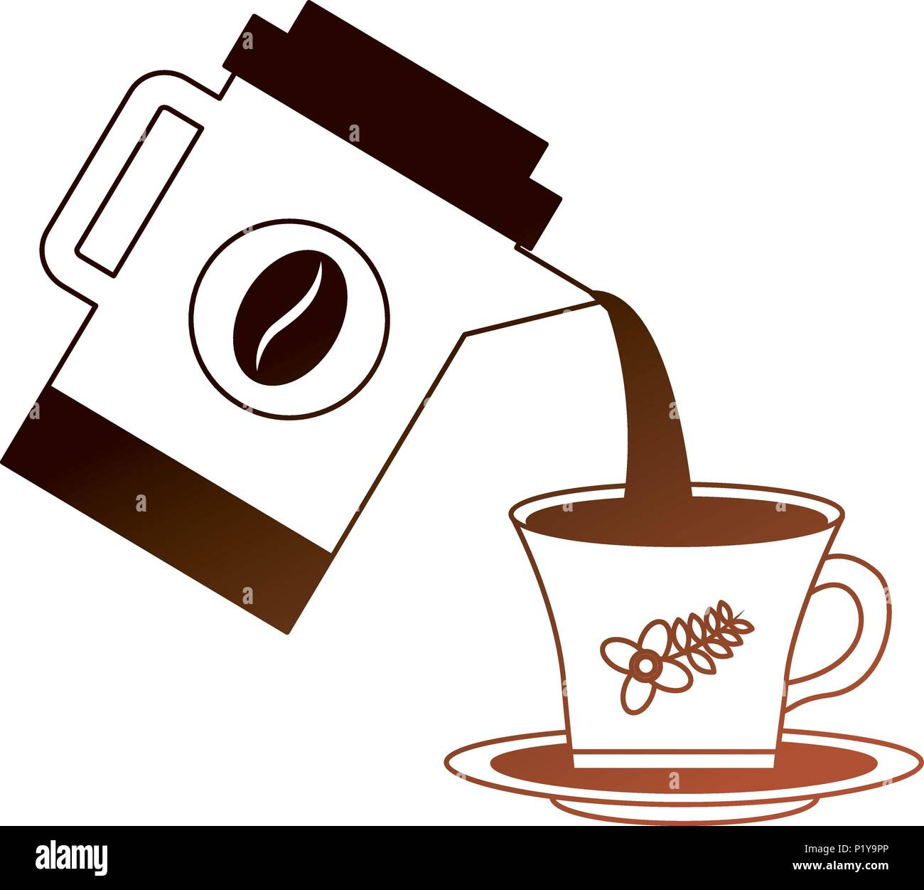 coffee maker pouring in cup beverage vector illustration Stock Vector ...