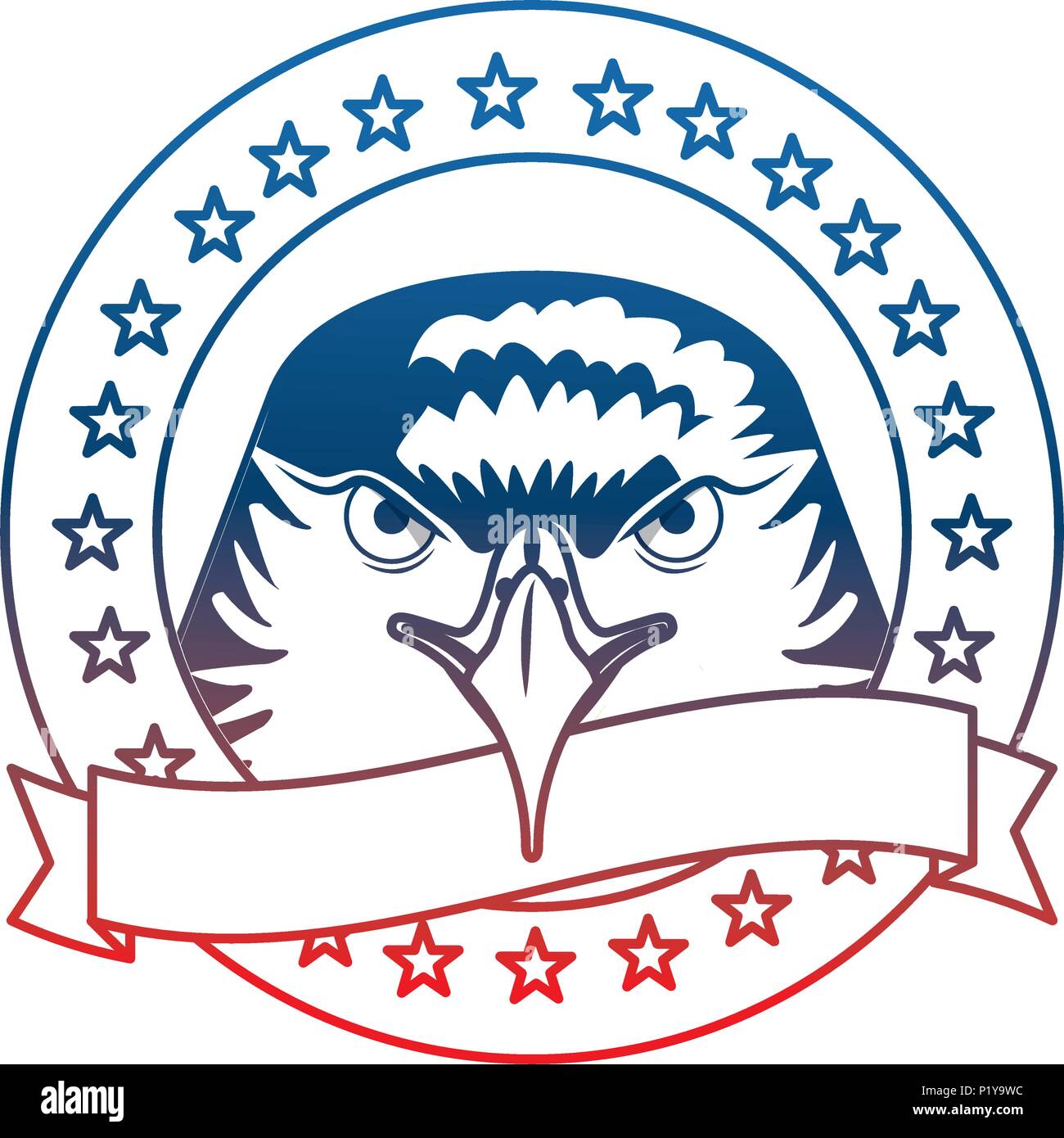 american eagle flag national symbol label ribbon vector illustration ...