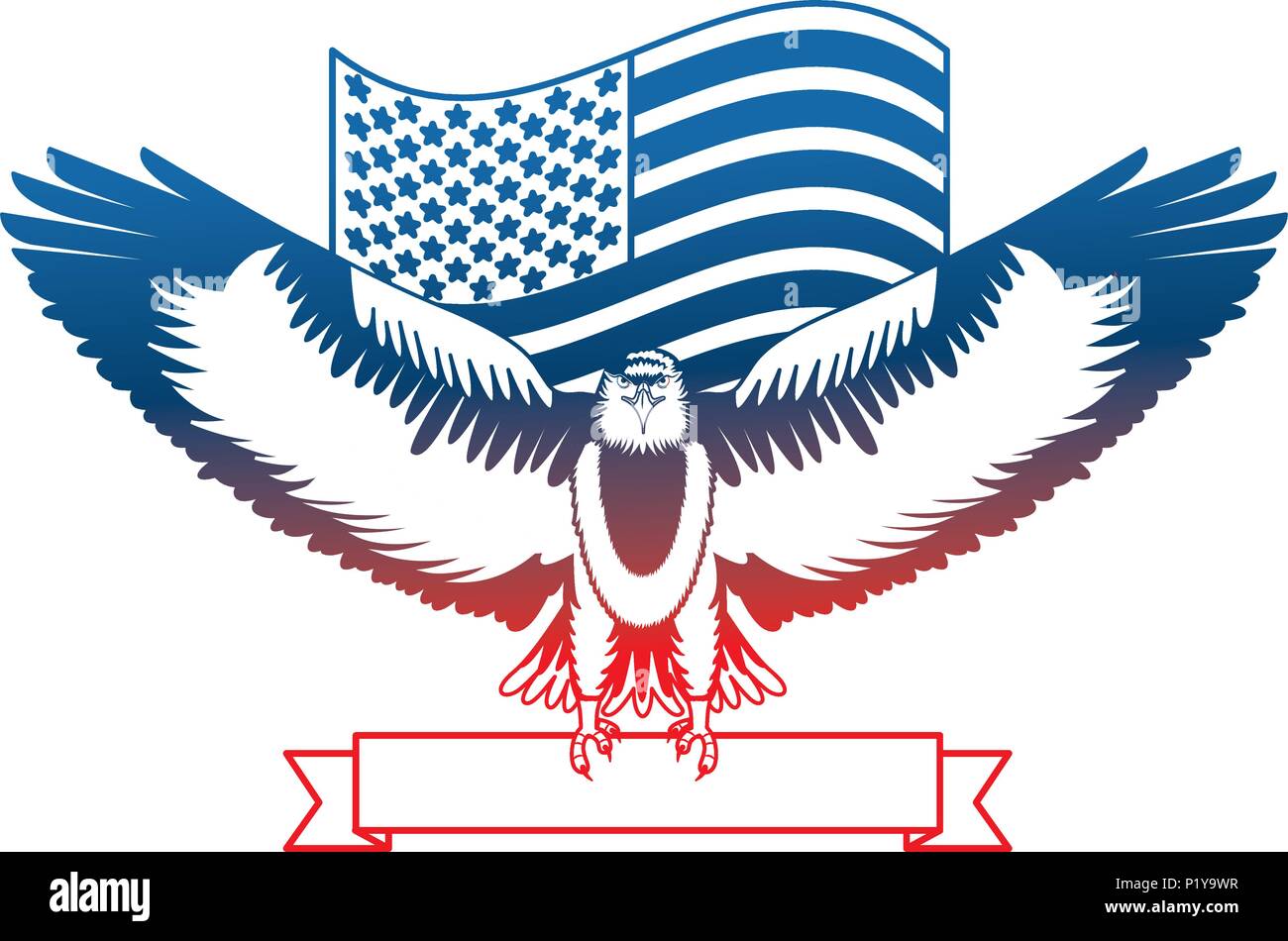 american eagle flag national ribbon symbol vector illustration Stock ...