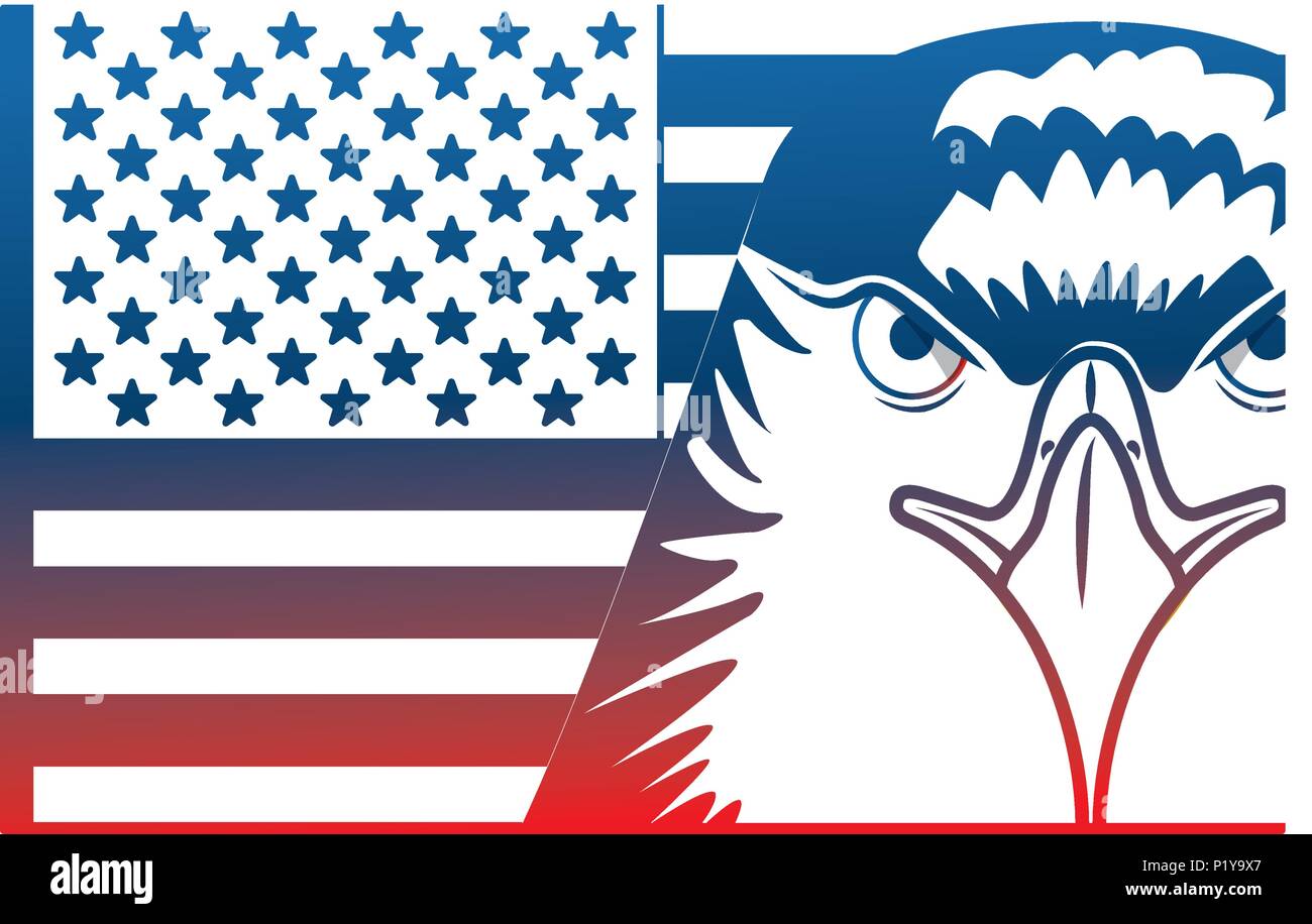 american head eagle flag national symbol vector illustration Stock ...