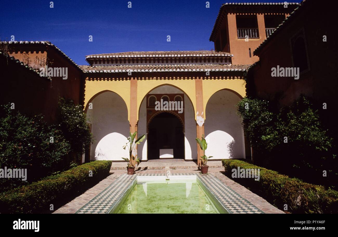 interior of the Alcazaba (arab castle) and garden (Costa del Sol Stock ...
