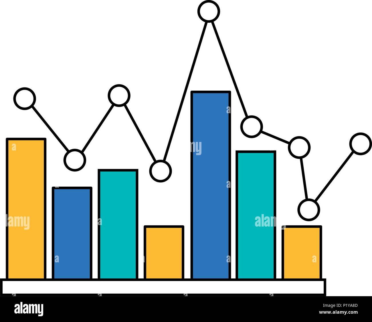 statistic bar graph pointed line image vector illustration Stock Vector ...