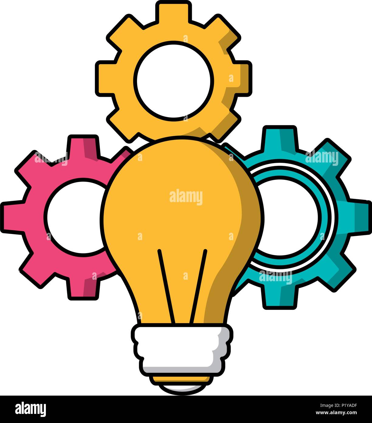 bulb idea creativity gears teamwork concept vector illustration Stock ...