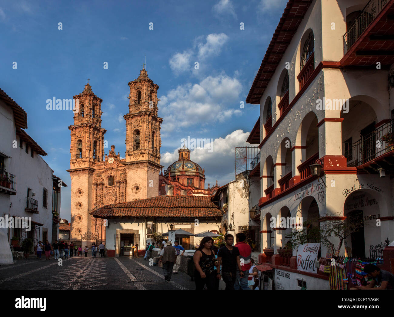 Mexico, State of Guerrero, Taxco, Santa Prisca church, XVIII s Baroque ...
