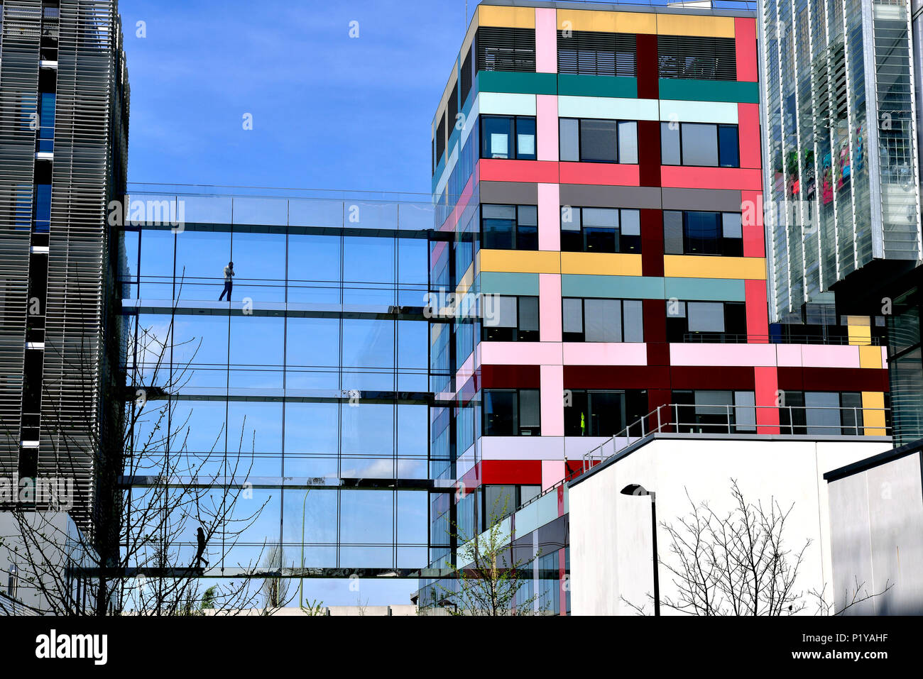 France, Paris, modern architecture near the boulevard Macdonald ...