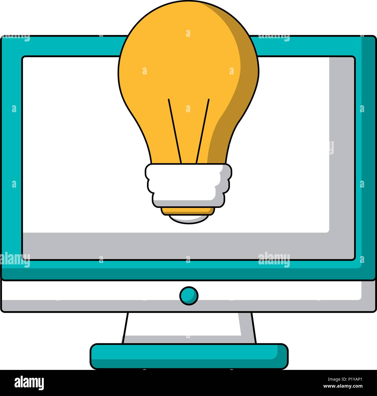 monitor computer bulb idea technology vector illustration Stock Vector ...