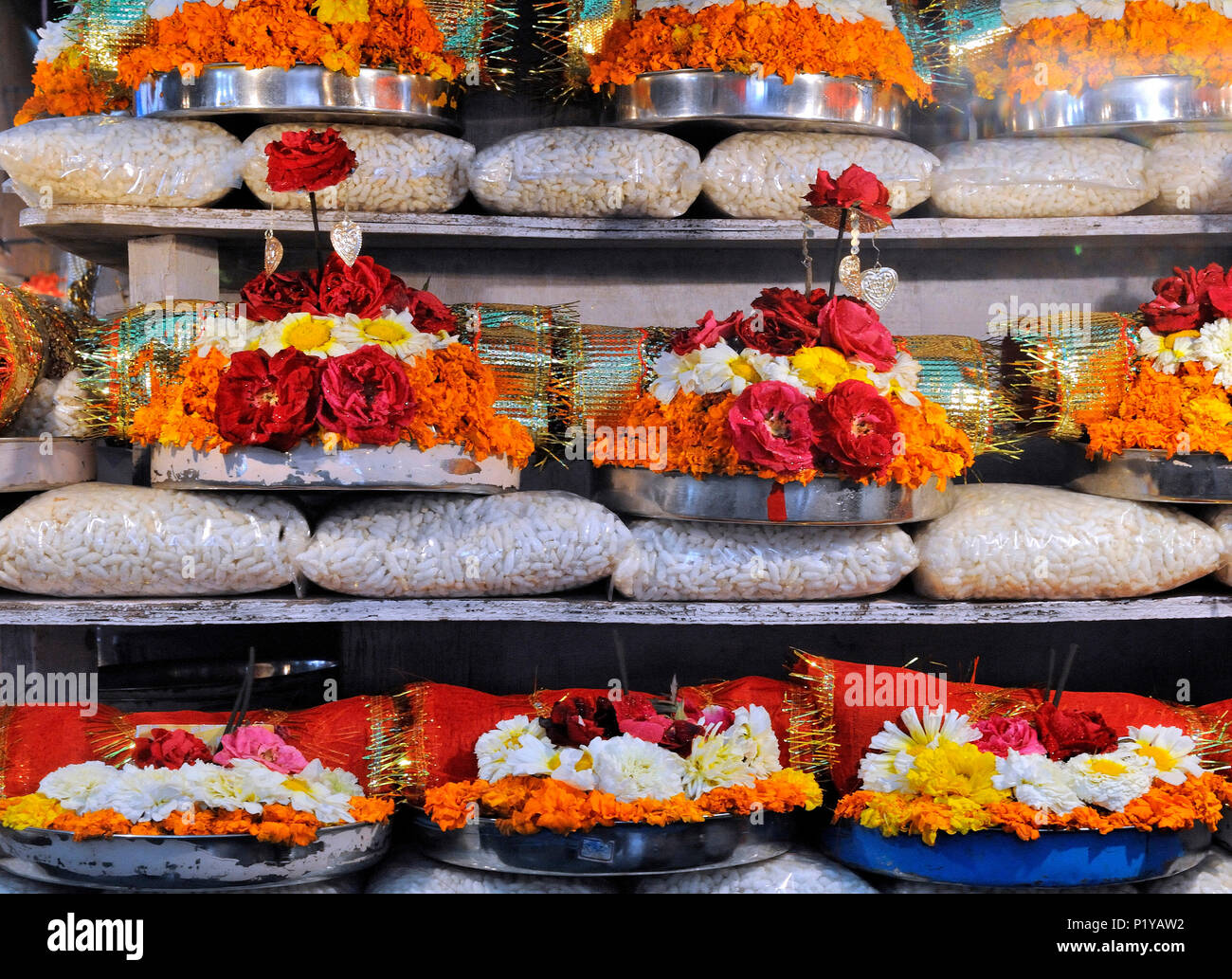 India, Uttarakhand, Haridwar, offerings for the Hindu temples Stock ...