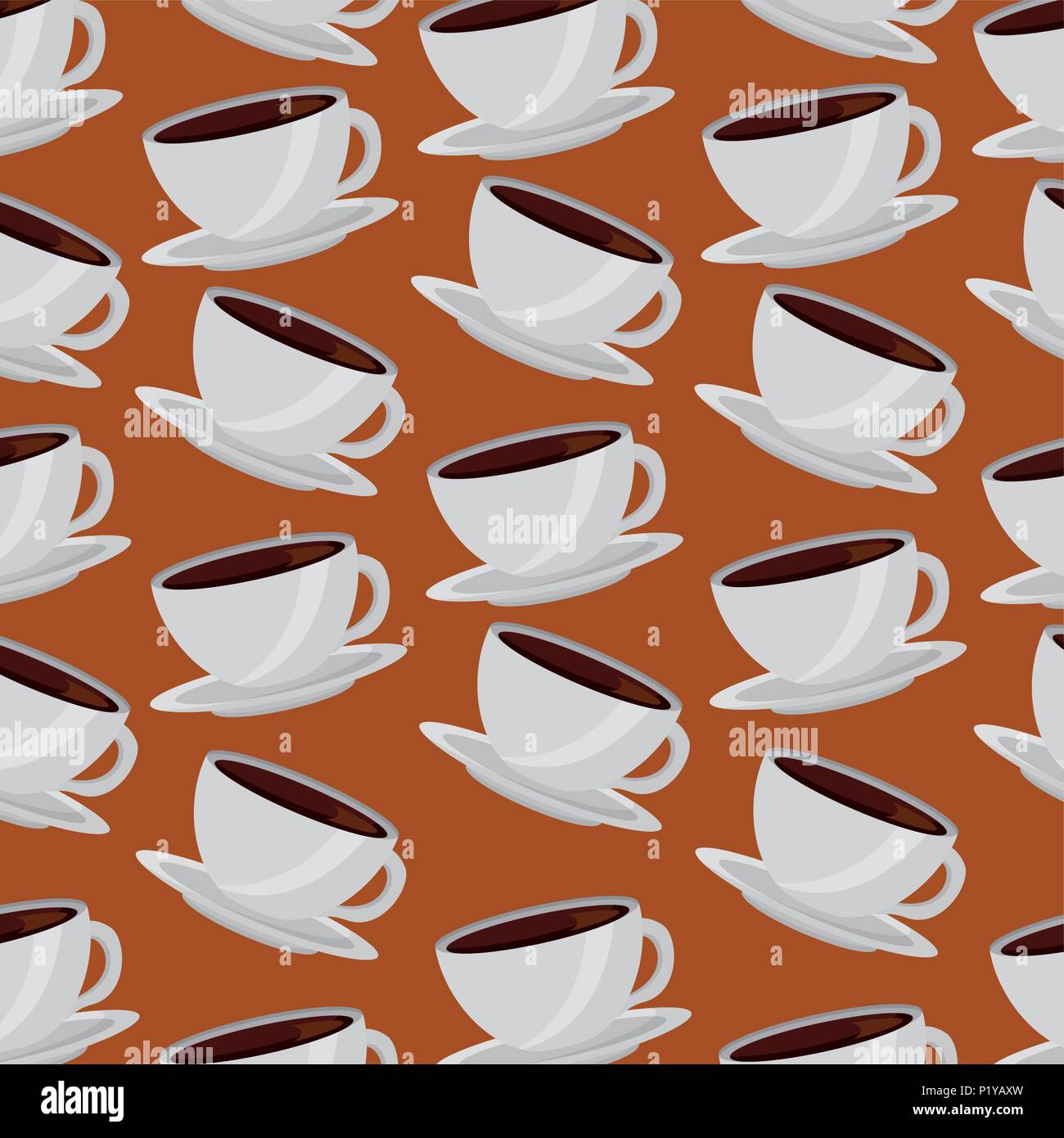 coffee cups on dishes aroma pattern design vector illustration Stock ...