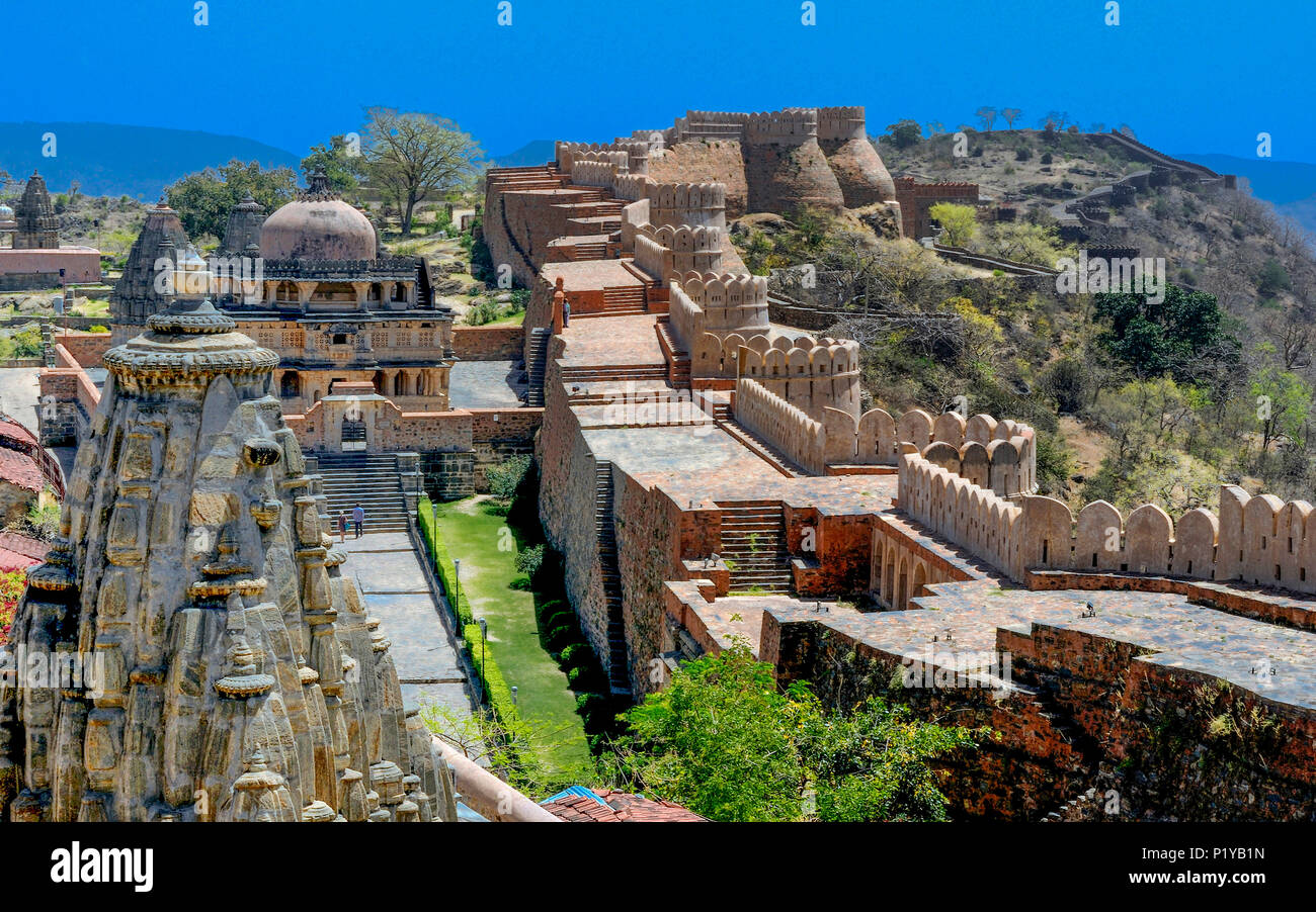 India, Rajasthan, Kumbhalgarth Fort (15th Century), Mewar fortress ...