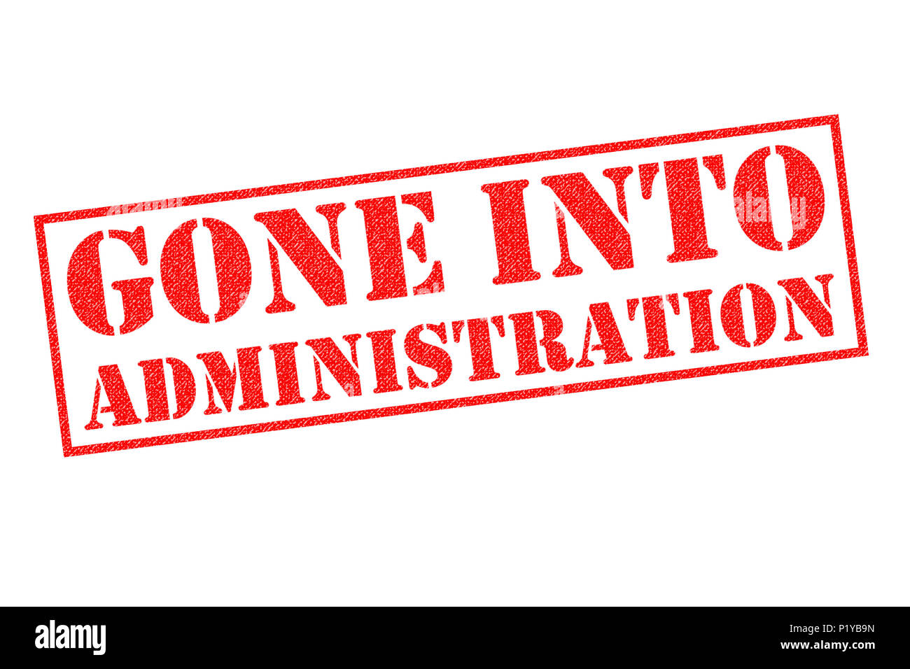 GONE INTO ADMINISTRATION red Rubber Stamp over a white background Stock ...